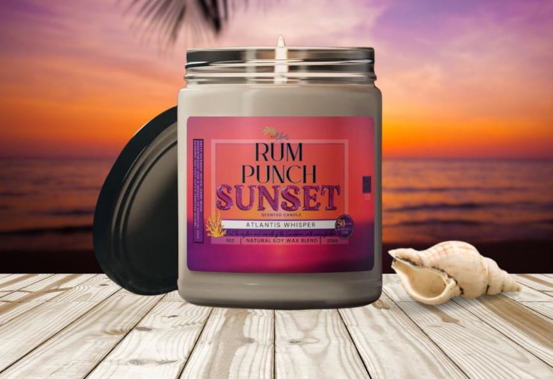 Rum Punch Scented Candle: Atlantis Whisper, Tropical Soy Wax Candle - Etsy