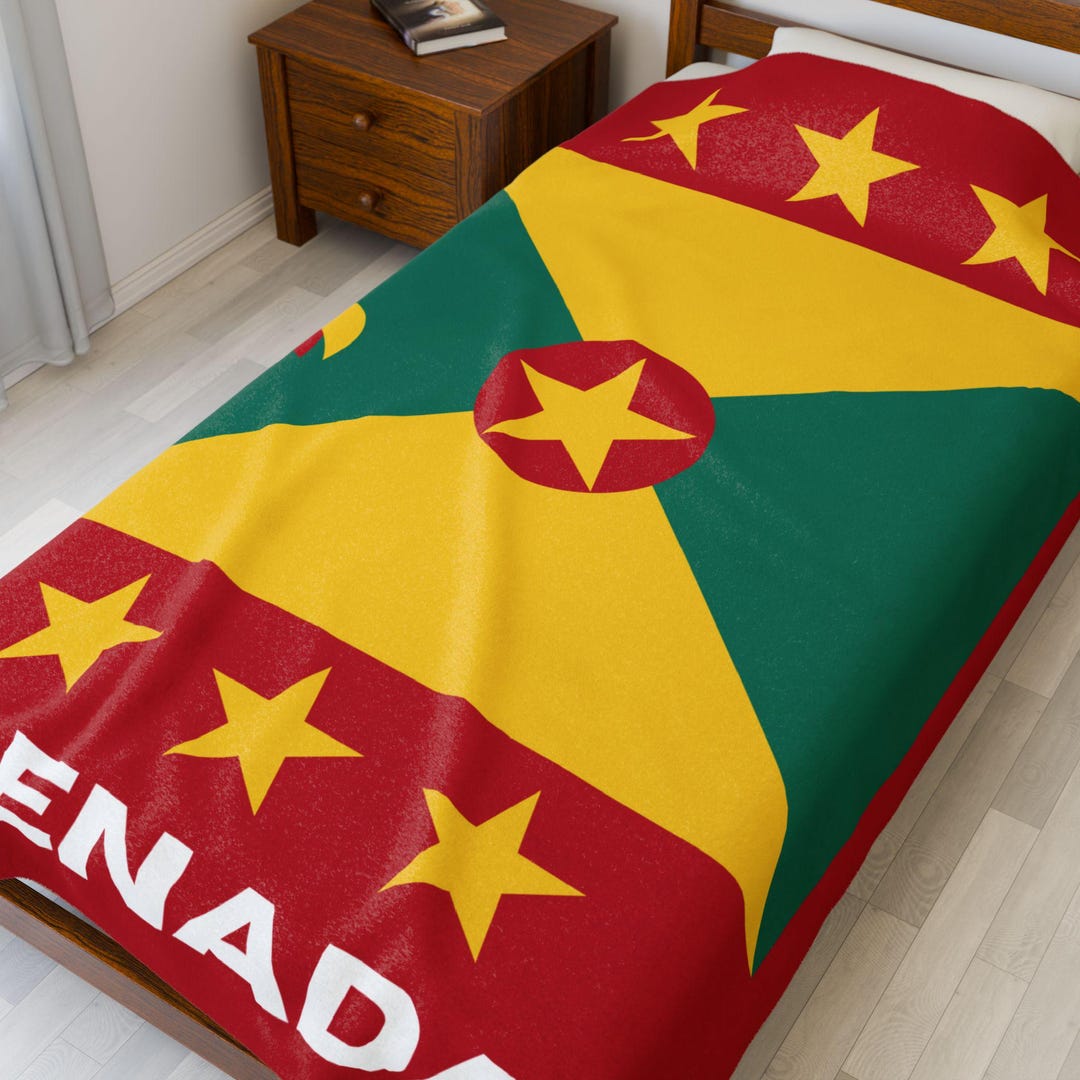 Grenada Flag Velveteen Plush Blanket – Caribbean Island Pride Throw ...