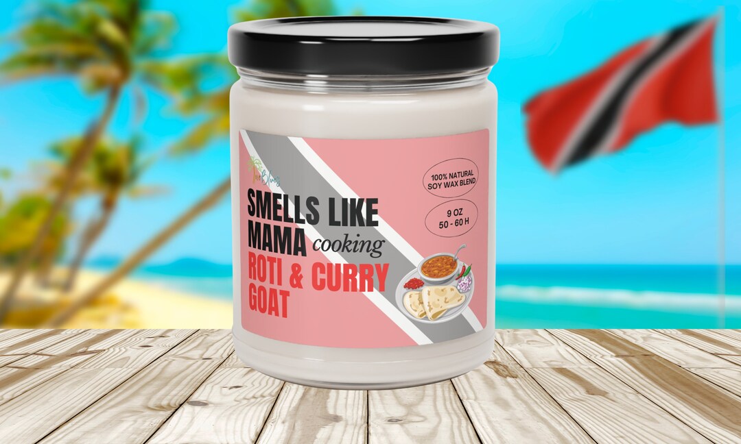 Trinidad & Tobago Scented Candle, Roti and Curry Goat Food Candle Aroma ...