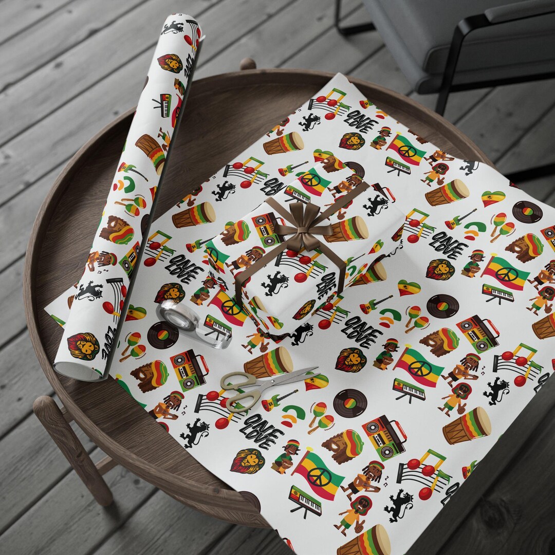 Reggae Theme Wrapping Papers, Rasta Theme Reggae Color Rastafarian Gift ...