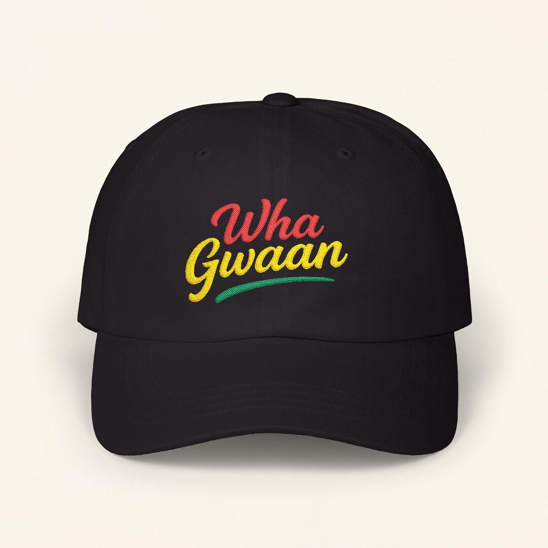 Wha Gwaan Embroidered Hat – Rasta-inspired Snapbac | Caribbean Slang ...