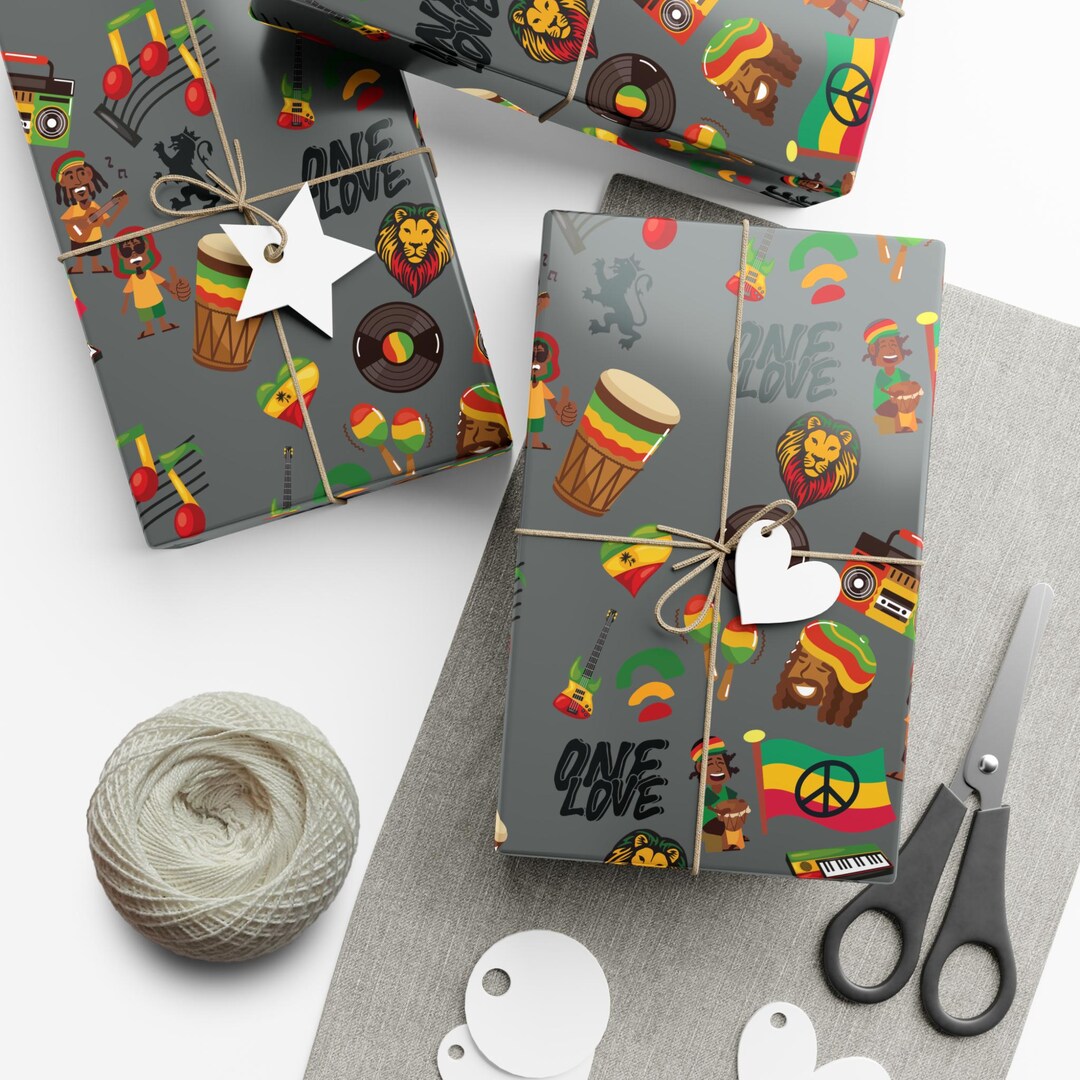 Rasta Reggae Theme Wrapping Paper: Jamaican Colors Gift Wrap - Etsy