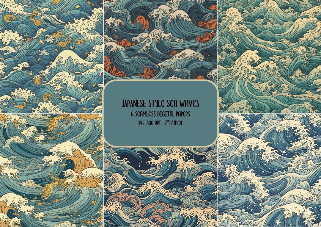Japanese Style Sea Waves Digital Pattern - Etsy
