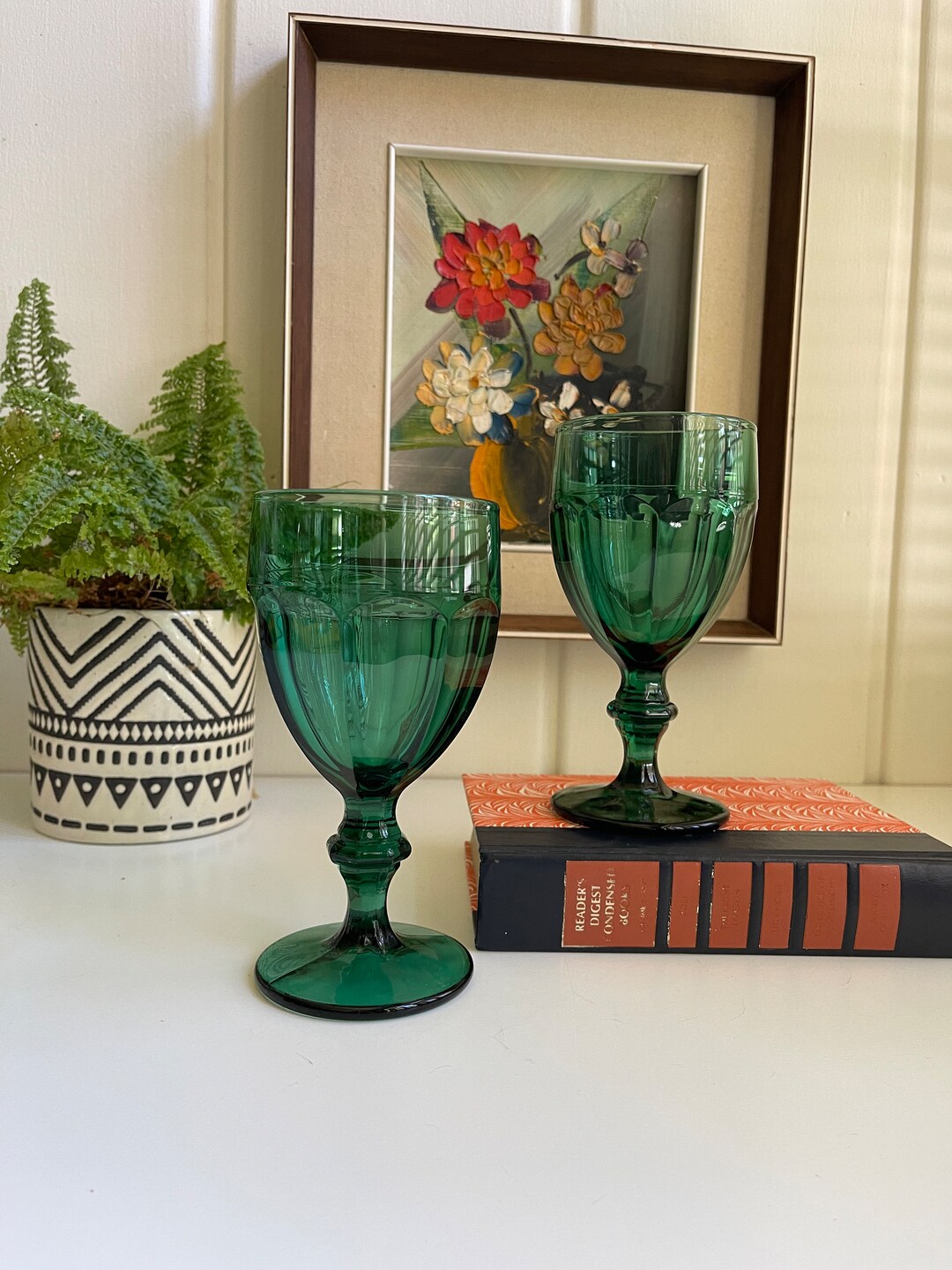 Vintage Libby Green Goblets - Etsy