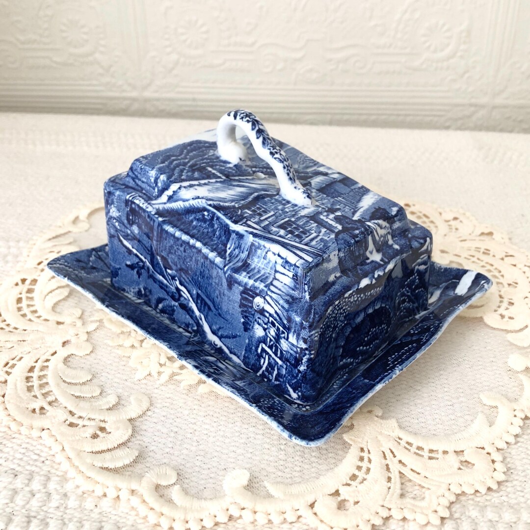 Small Old Foley Cheese Dome, Vintage Blue and White Cheese Dome, Old ...