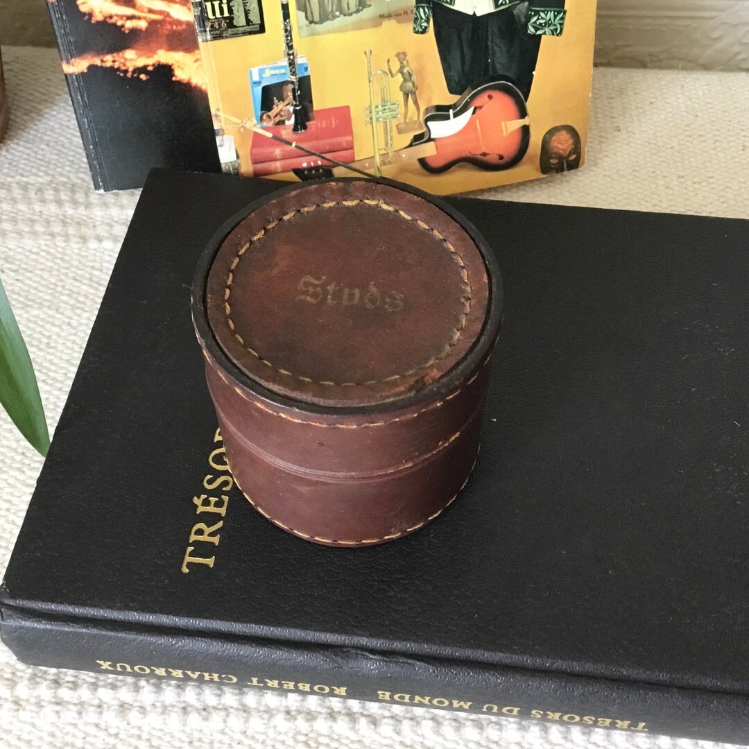 Small Leather Box for Men, Vintage Studs Box, Cufflink Storage - Etsy
