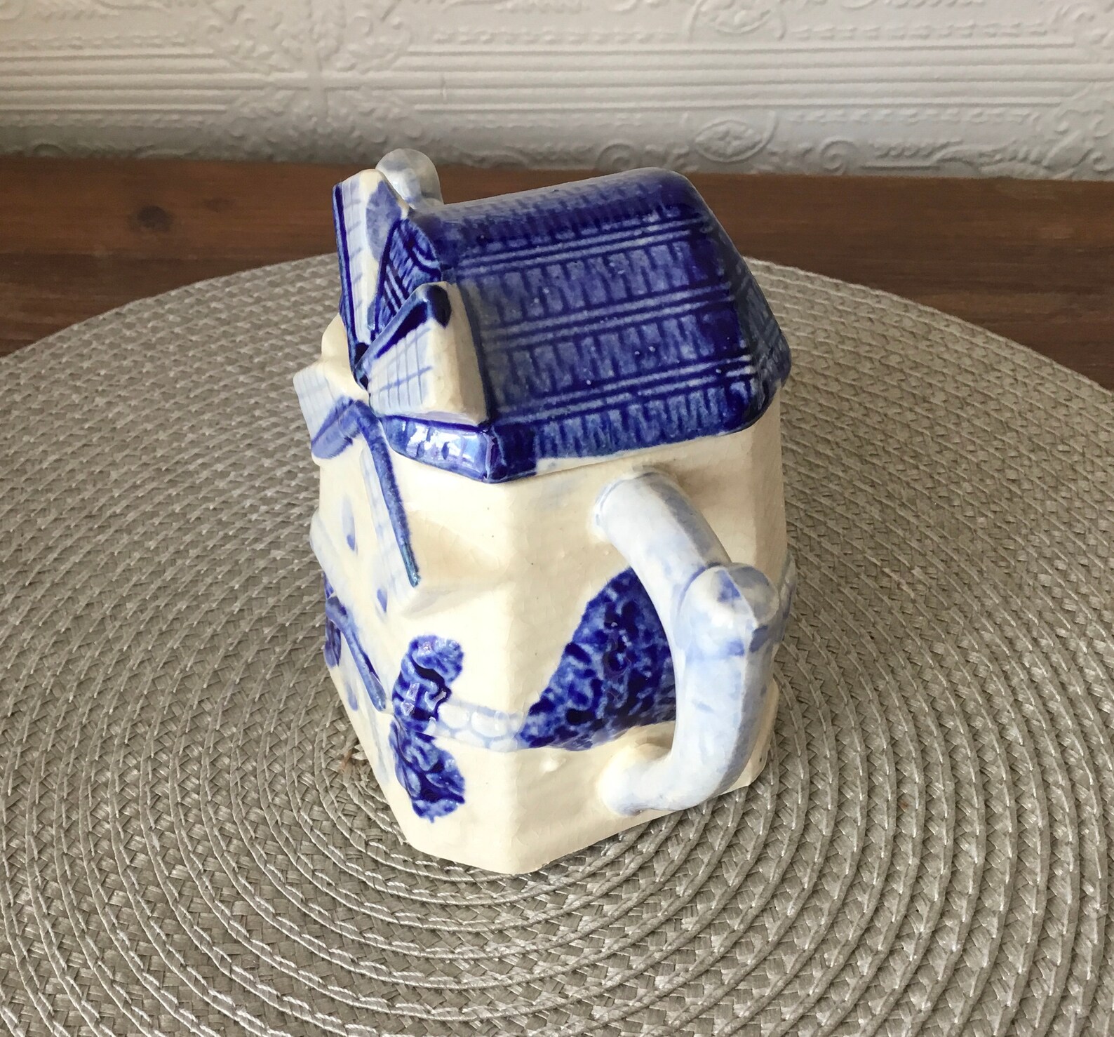 Vintage Sugar Bowl With Windmill, Blue and White Vintage Ceramic Sugar ...