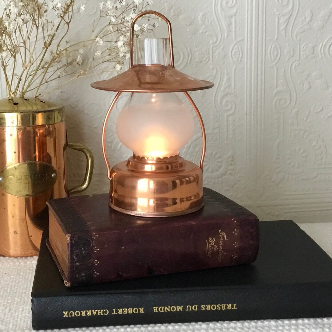 Vintage Copper Battery Powered Night Light, Battery Operated Mood ...