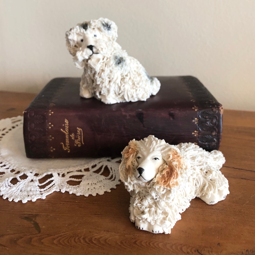 Vintage Spaghetti Ceramic Dog Figurine Set, Adorable Vintage Ceramic ...