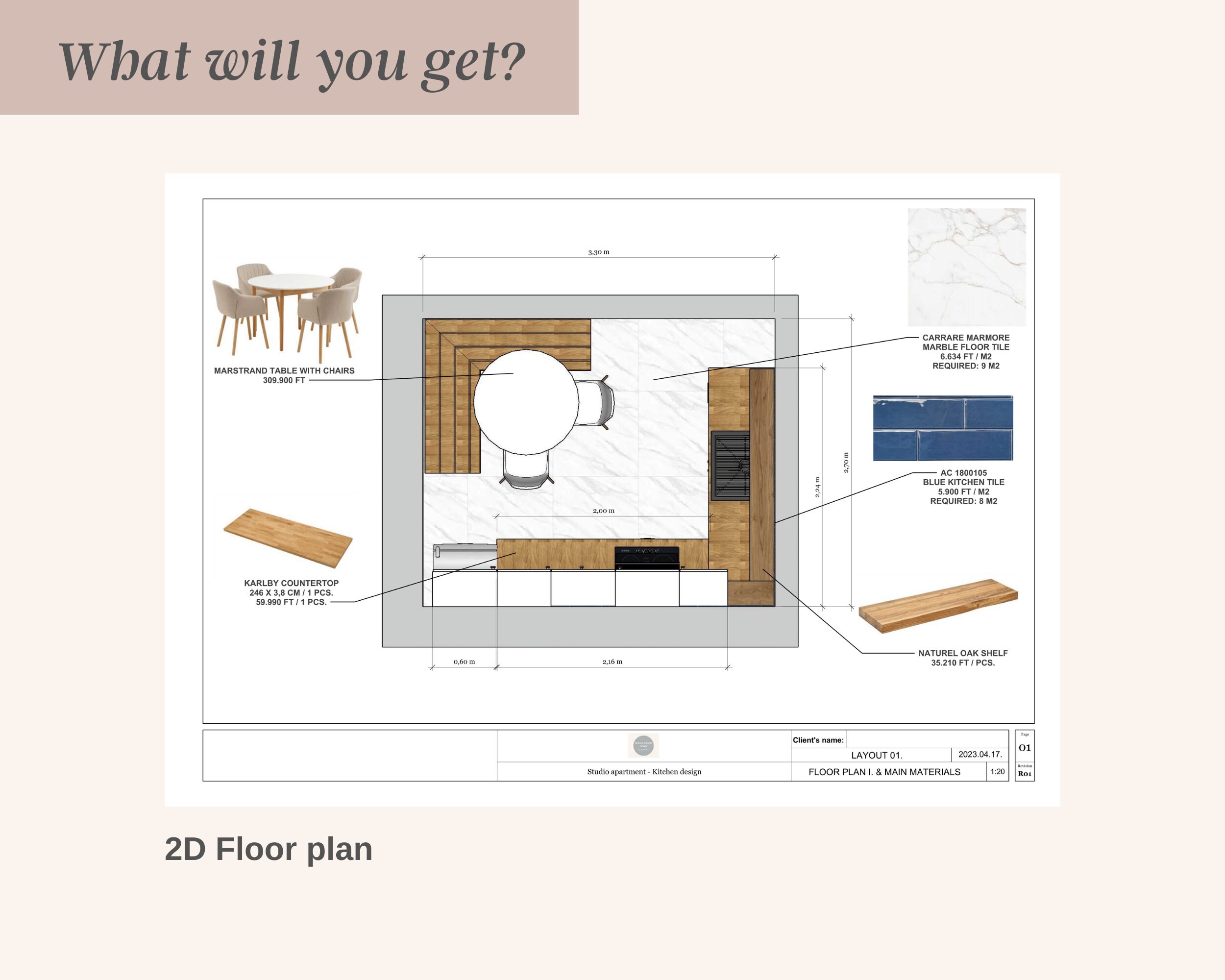 Custom Full E-design for Your Kitchen / 2D Floorplan and 3D Model for ...