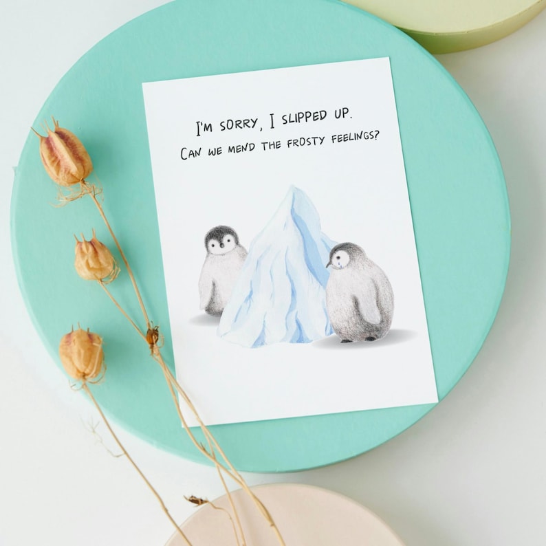 I'm Sorry Card Cute Penguins- Printable Sincere Apology Card - Funny ...