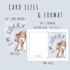 Printable Cute Teddy Bear Sorry Card - Digital Apology Card - I'm Sorry ...