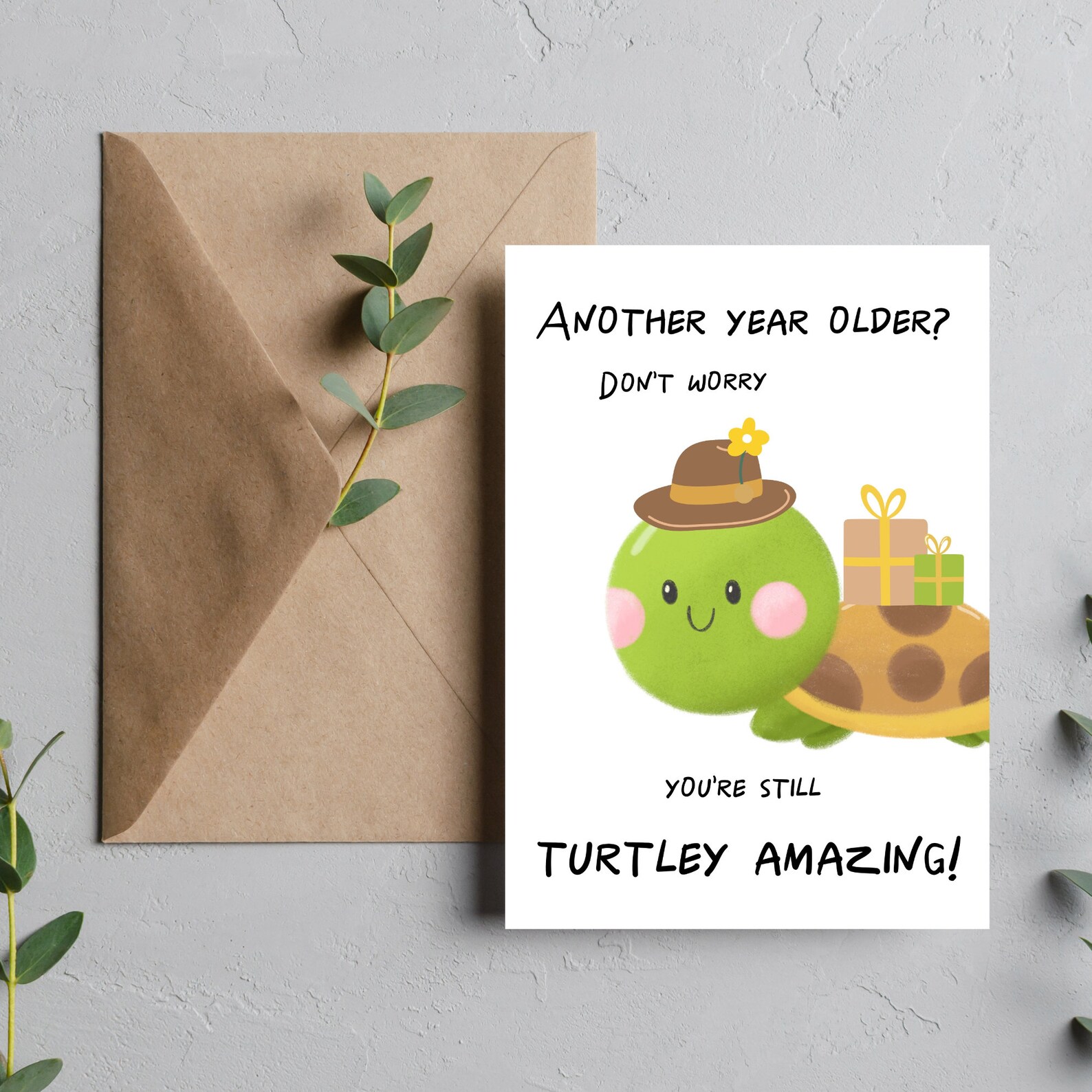 Funny Turtle Birthday Card - Printable Greeting Card (digital Download ...