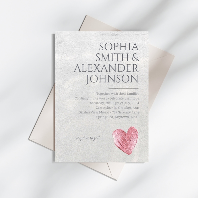 Editable Heart-themed Wedding Invitation Modern Intimate Ceremony ...