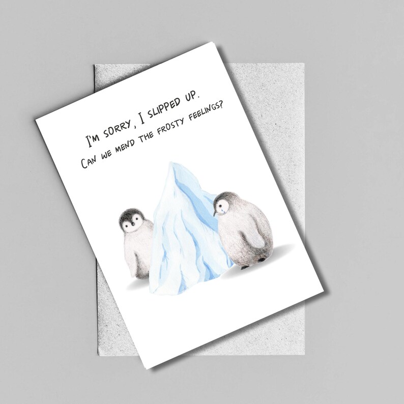 I'm Sorry Card Cute Penguins- Printable Sincere Apology Card - Funny ...