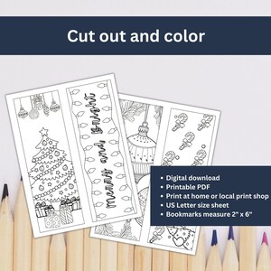 Printable Color Your Own Bookmarks, Christmas Bookmarks, Instant ...
