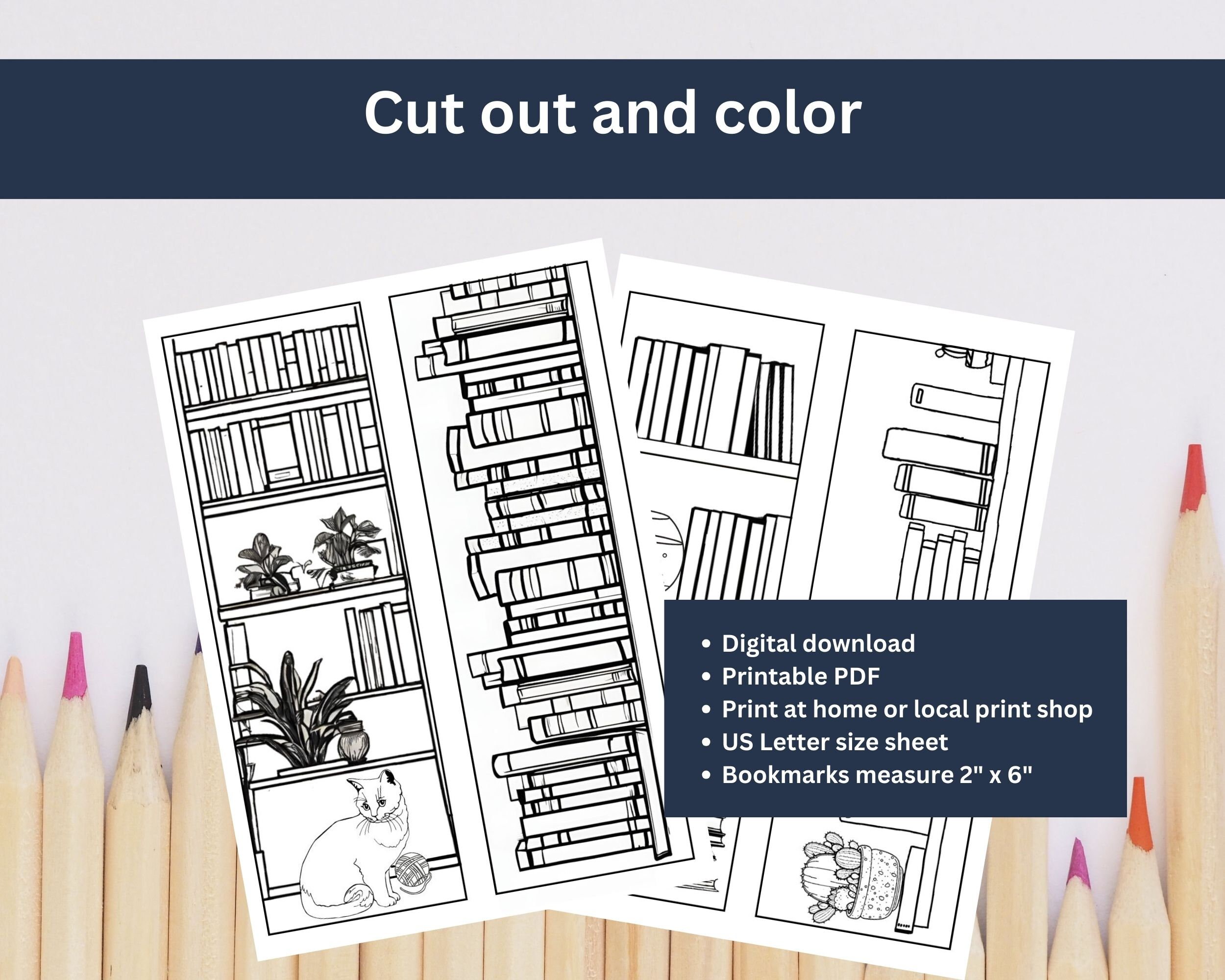 Color Your Own Bookmarks, Printable Bookmarks, Digital Download ...