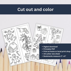 Printable Color Your Own Bookmarks, Christmas Bookmarks, Instant ...