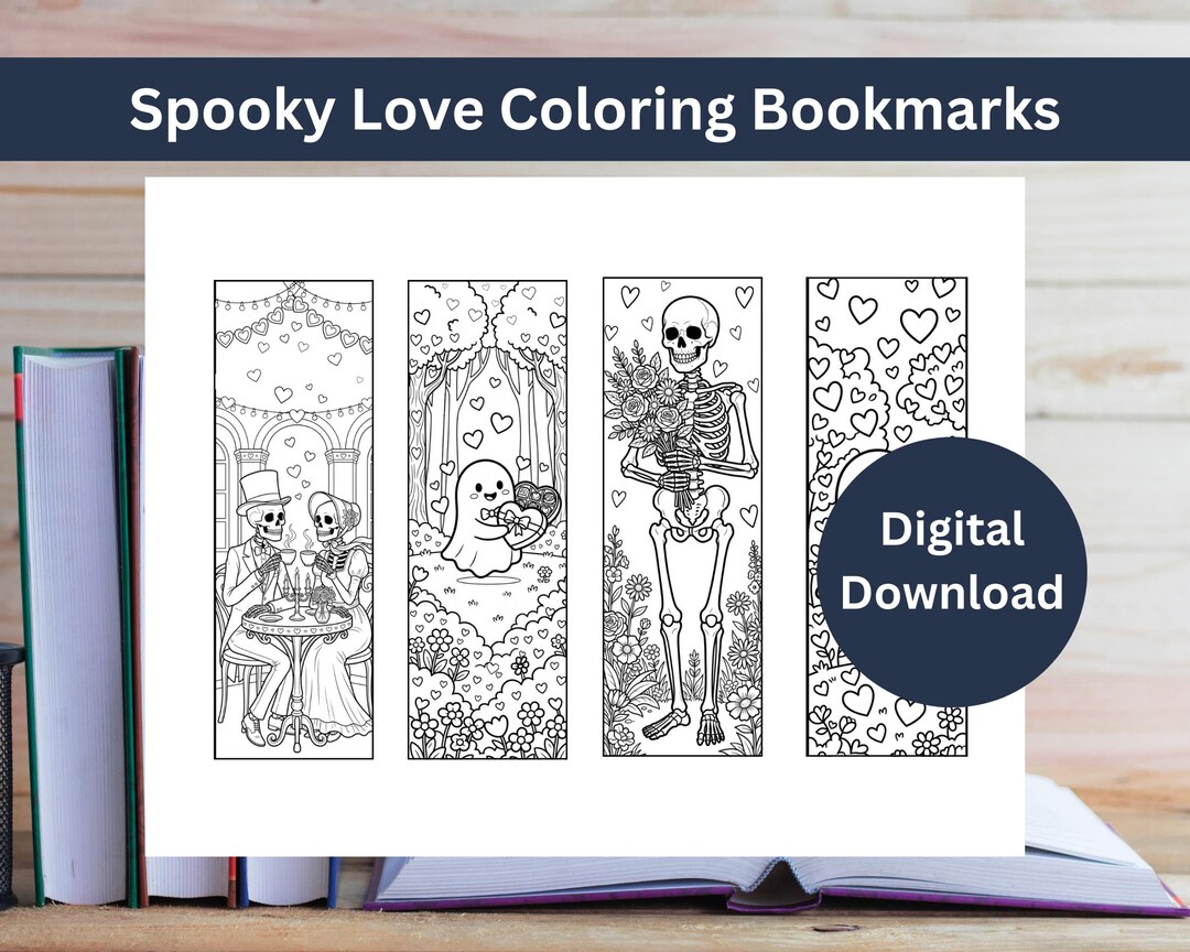 Spooky Love Coloring Boomarks, Coloring Bookmarks, Bookmarks, Color ...