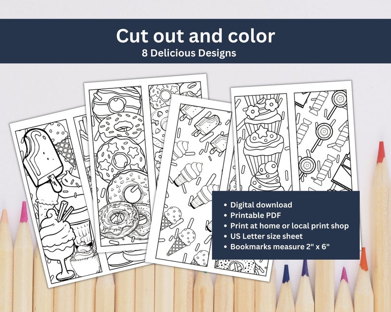 Coloring Bookmarks, Snacks, Bookmarks, Color Your Own, Coloring Activity, Digital Download ...