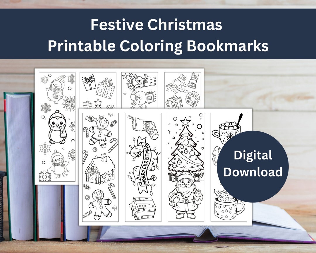 Printable Color Your Own Bookmarks, Christmas Bookmarks, Instant ...