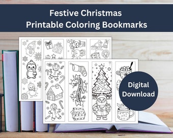 Printable Color Your Own Bookmarks, Christmas Bookmarks, Instant ...