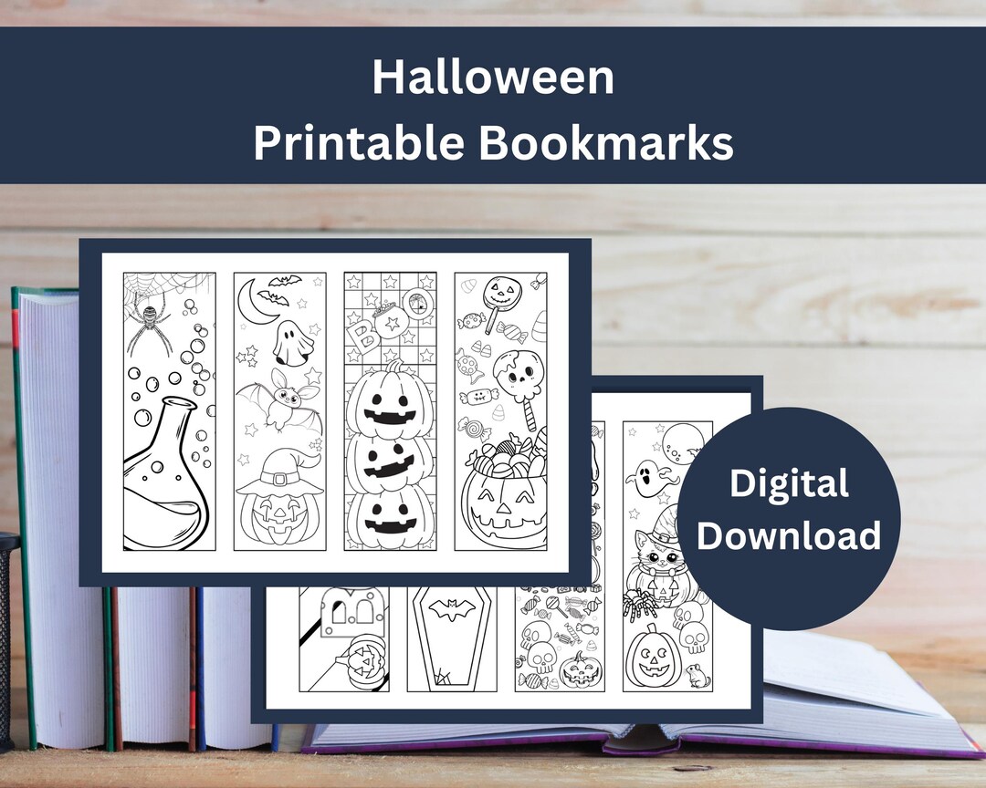 Halloween Bookmarks, Color Your Own Bookmarks, Halloween Gift From Kids ...