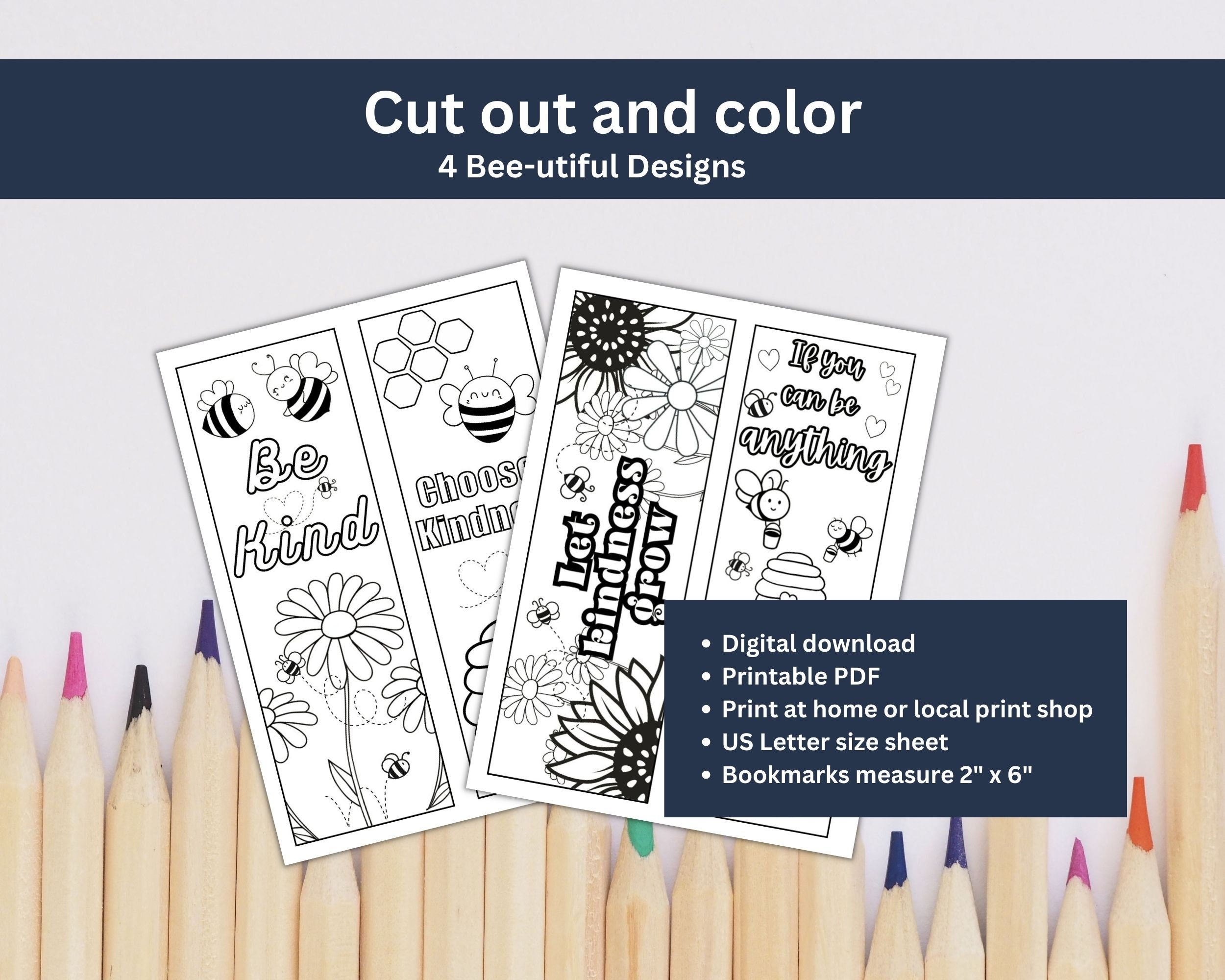 Bee Kind, Kindness, Kindness Coloring Sheet, Coloring Bookmarks ...