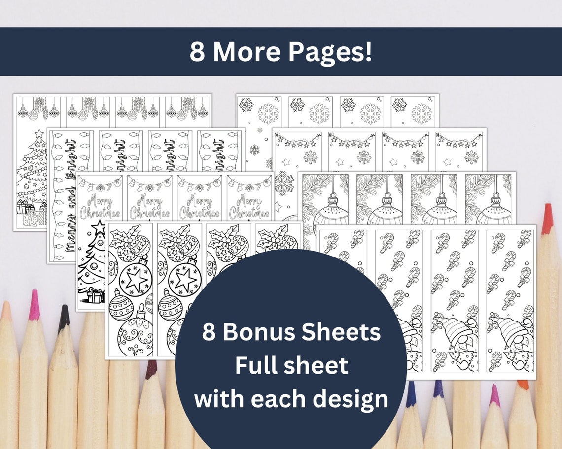 Printable Color Your Own Bookmarks, Christmas Bookmarks, Instant ...