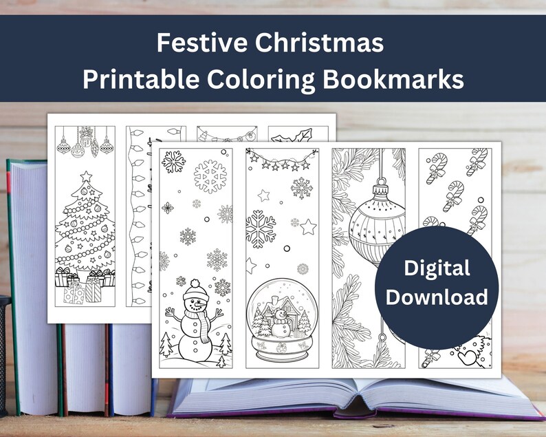 Printable Color Your Own Bookmarks, Christmas Bookmarks, Instant ...