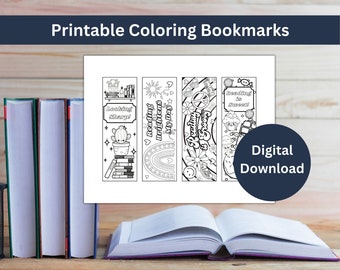 Set of 4 Color Your Own Printable Bookmarks, High Quality Digital ...