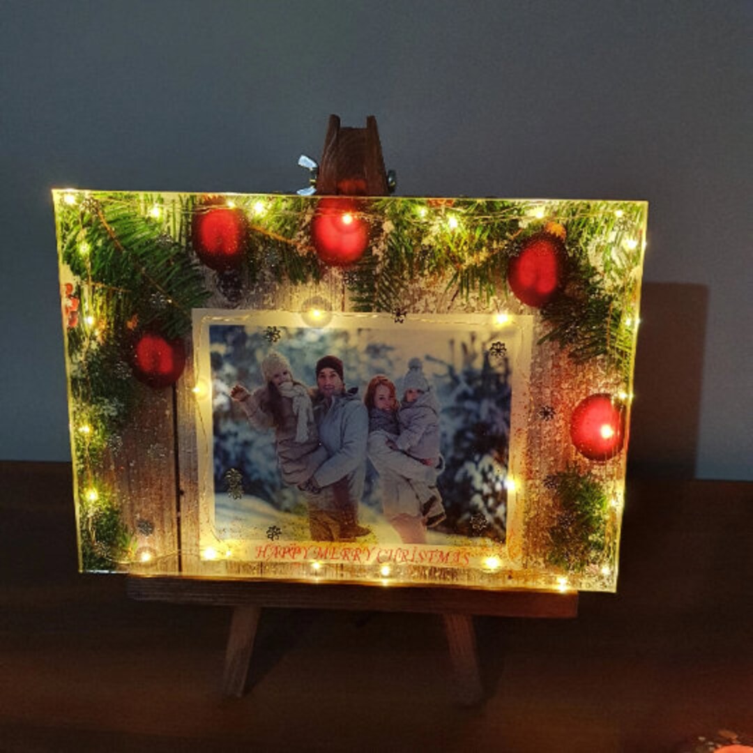 Customizable Led Light Frame With Photo, Epoxy Custom Photo on Wooden ...