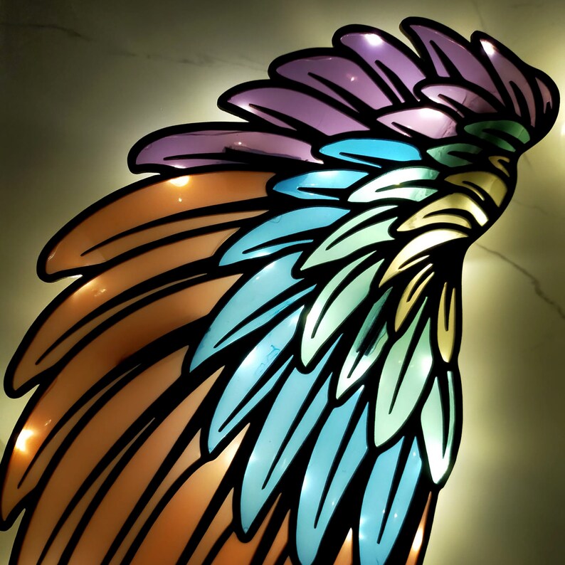 Epoxy Wings Wall Art With LED Lights, Decor, Wings Lighting Art, Custom ...