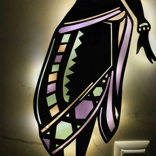 Walking Women LED Lamb, Bohemian Wall Decor, Door Hanging Lighting ...