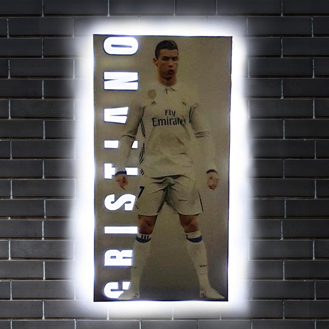 Illuminated Ronaldo CR7 Themed Painting, Aesthetic Wall Decor, Wall ...