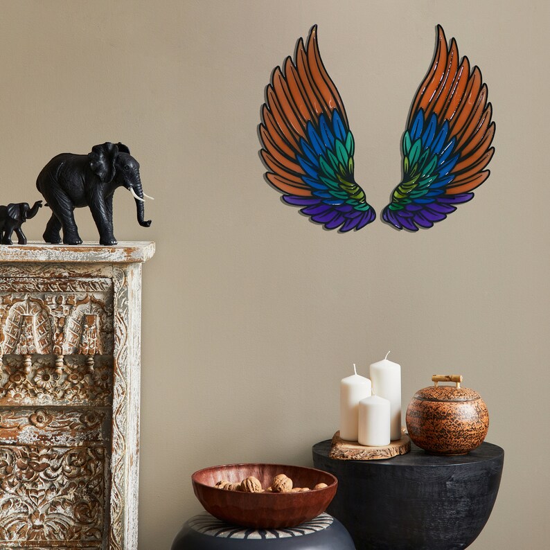 Epoxy Wings Wall Art With LED Lights, Decor, Wings Lighting Art, Custom ...