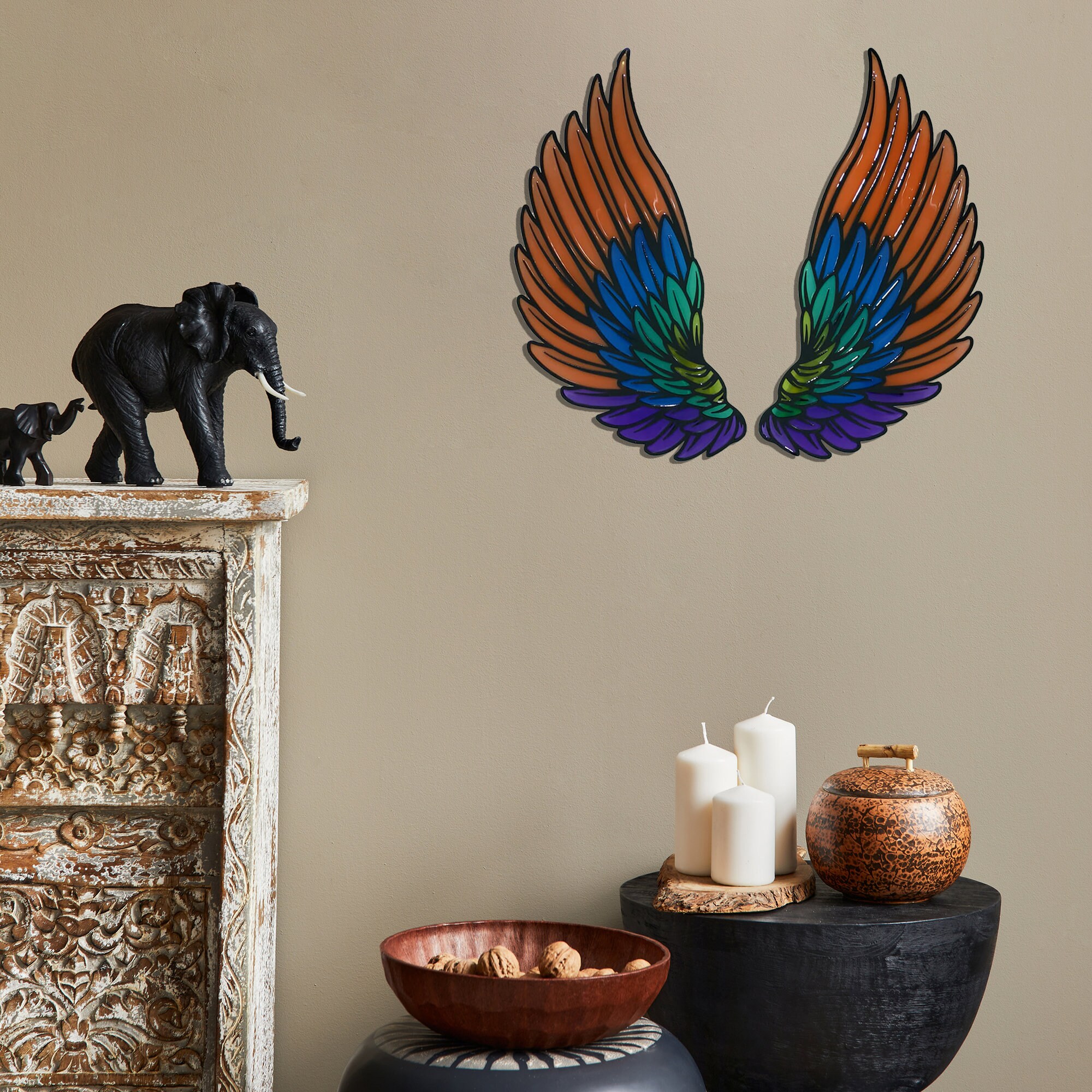 Epoxy Wings Wall Art With LED Lights, Decor, Wings Lighting Art, Custom ...