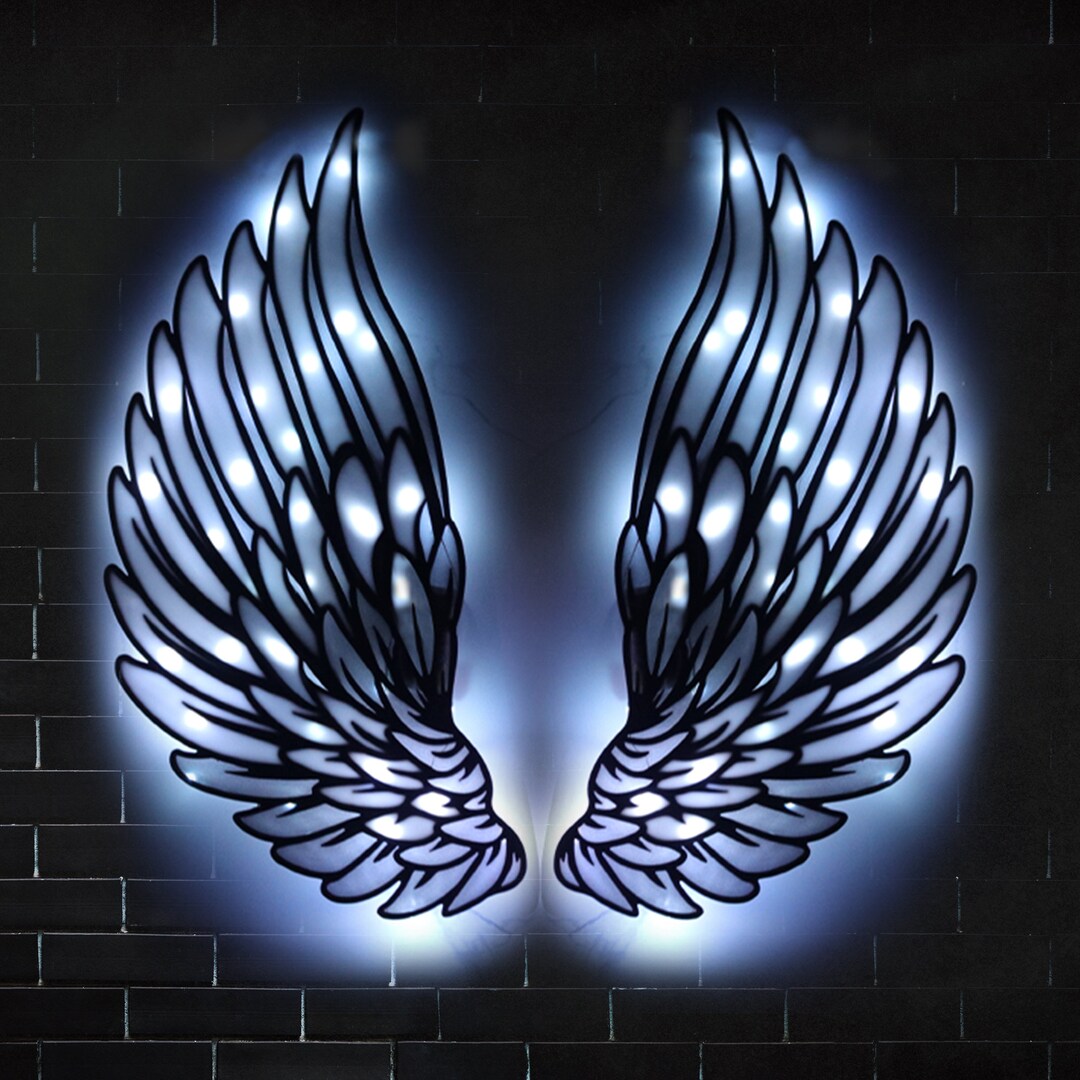 Epoxy Wings Wall Art With LED Lights, Wings Lighting Art,custom Winged ...
