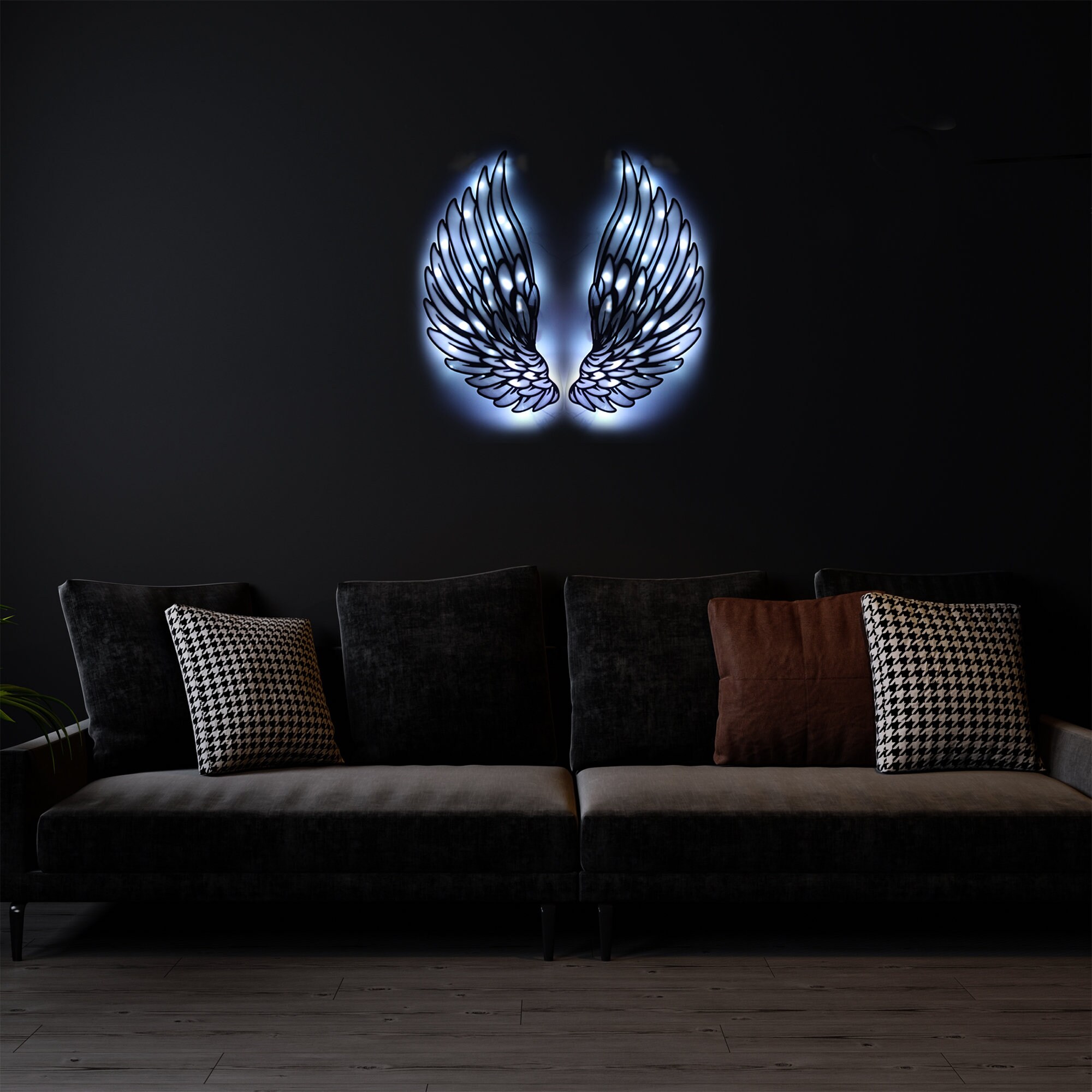 Epoxy Wings Wall Art With LED Lights, Wings Lighting Art,custom Winged ...