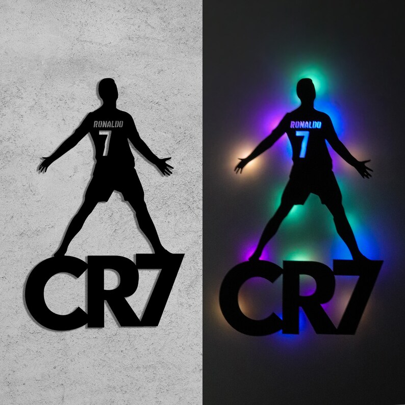 Illuminated Ronaldo CR7 Themed Painting, Gift for Valentine, Aesthetic ...
