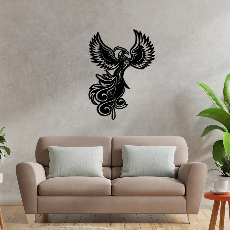 Illuminated Phoenix Themed Painting, Aesthetic Wall Decor, Living Room ...