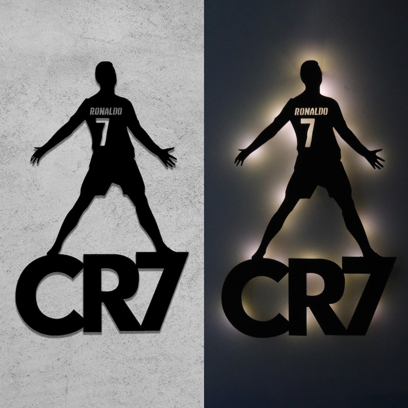 Illuminated Ronaldo CR7 Themed Painting, Gift for Valentine, Aesthetic ...