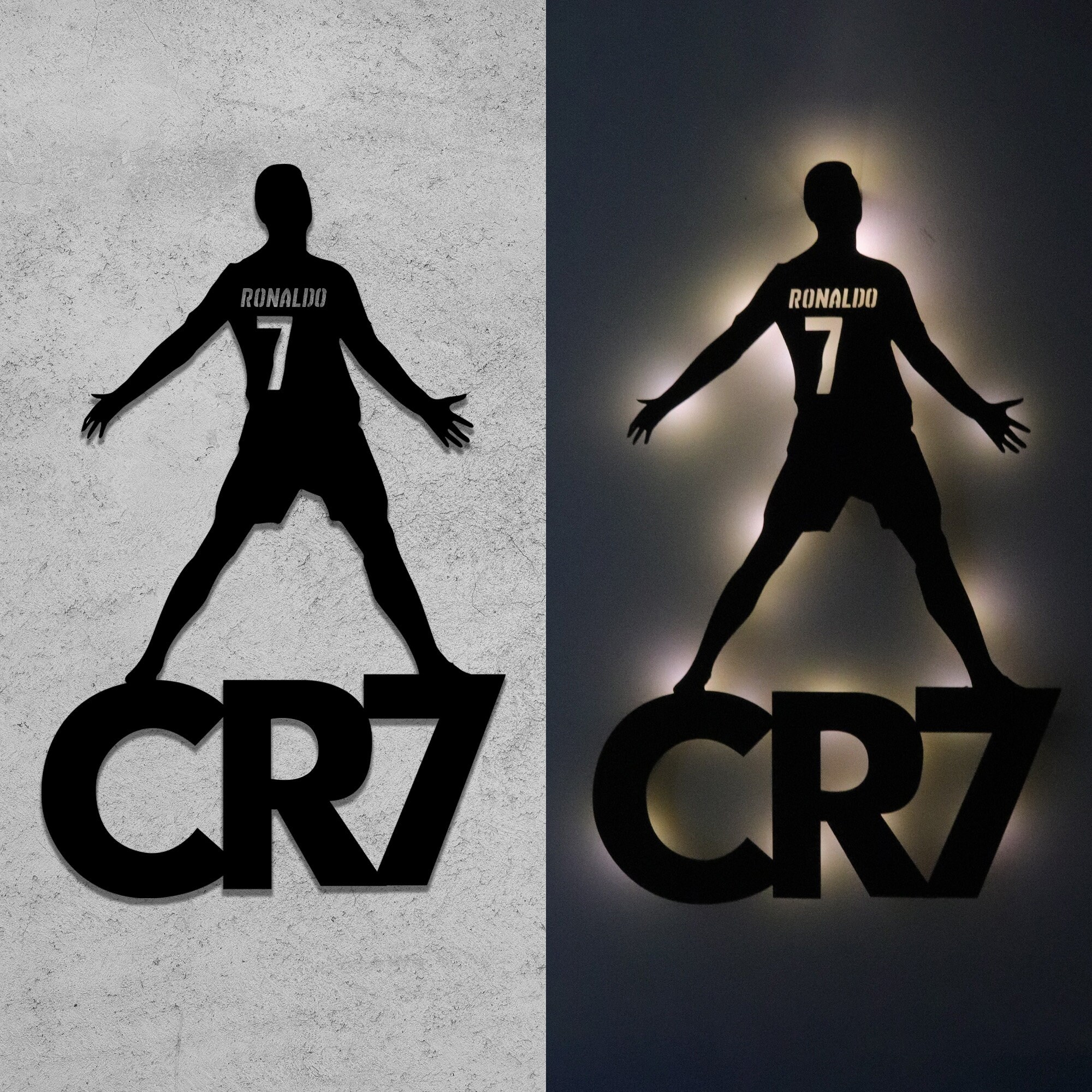 Illuminated Ronaldo CR7 Themed Painting, Gift for Valentine, Aesthetic ...