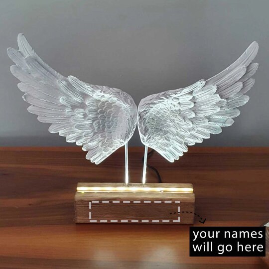 Customizable Wings Night Light, Tabletop Lamp, Handmade Angel Wings ...