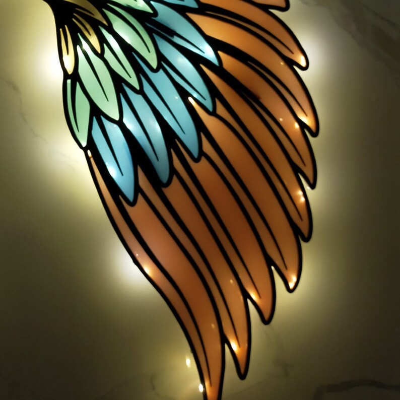 Epoxy Wings Wall Art With LED Lights, Decor, Wings Lighting Art, Custom ...
