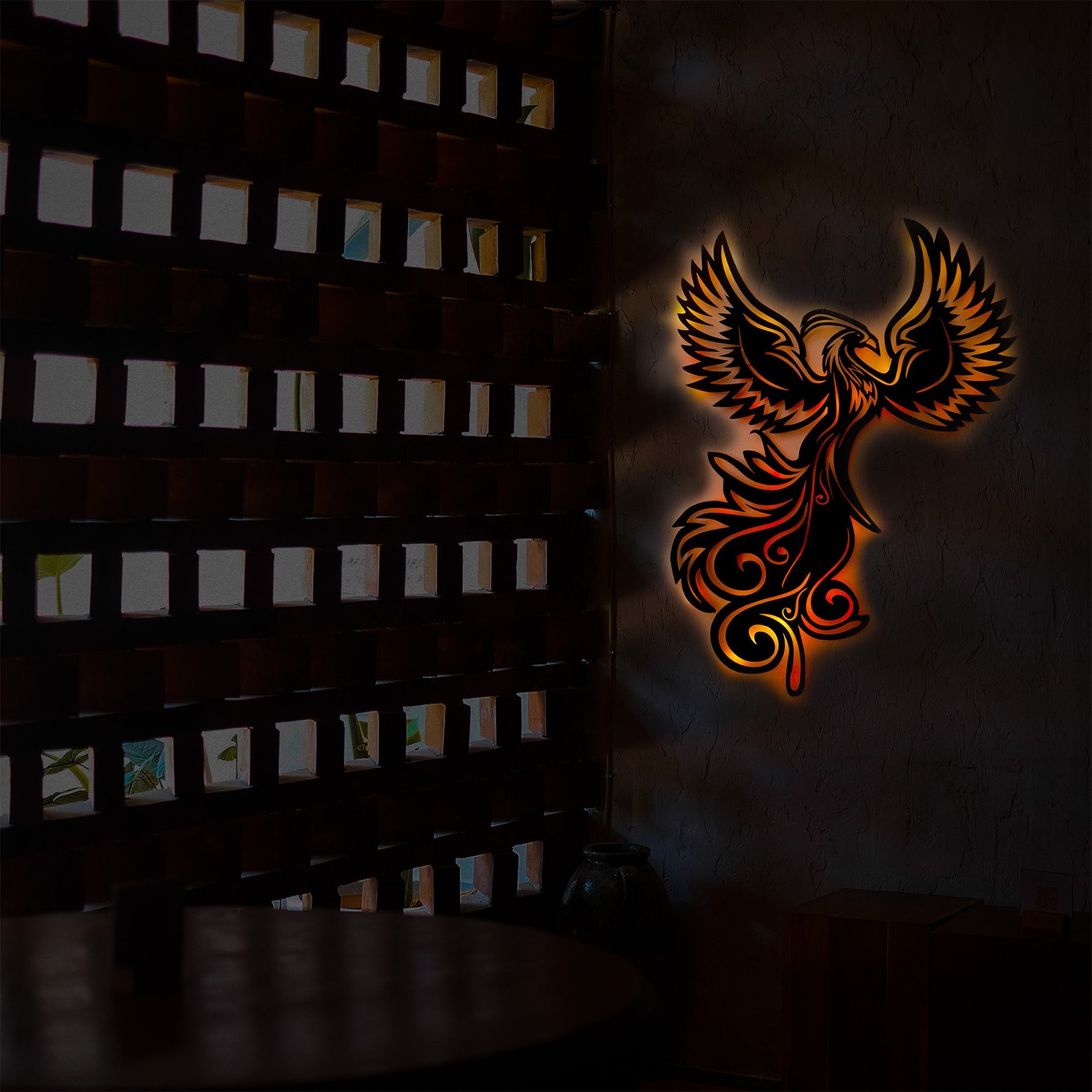 Illuminated Phoenix Themed Painting, Aesthetic Wall Decor, Living Room ...