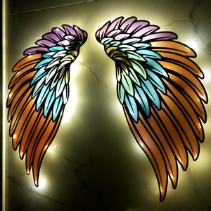 Epoxy Wings Wall Art With LED Lights, Decor, Wings Lighting Art, Custom ...