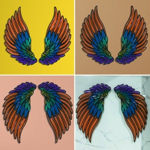 Epoxy Wings Wall Art With LED Lights, Decor, Wings Lighting Art, Custom ...