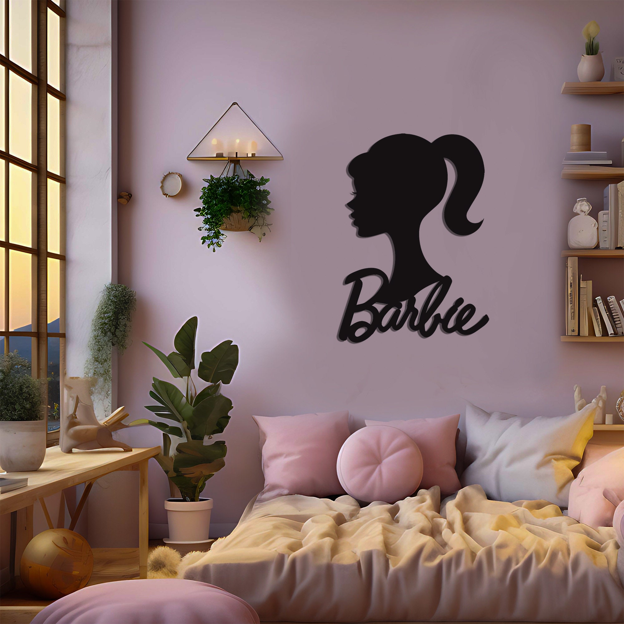 Lighted Barbie Themed Painting, Aesthetic Wall Decor, Children's Room ...
