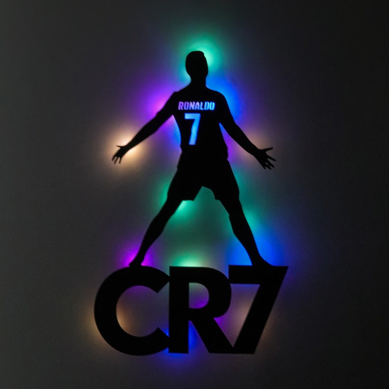 Illuminated Ronaldo CR7 Themed Painting, Gift for Valentine, Aesthetic ...